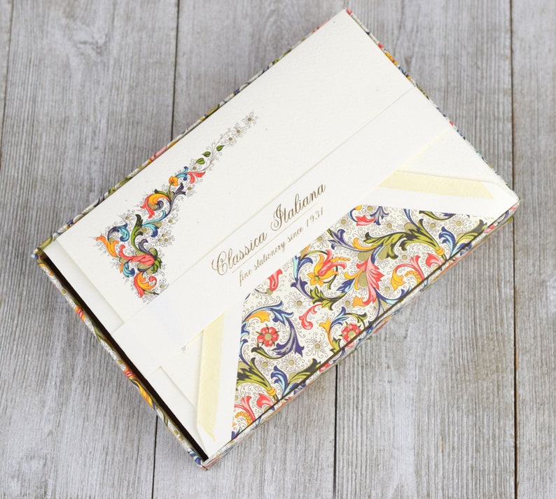 Italian Note Card Stationery Box Set Rossi Acanthus Cards - Etsy