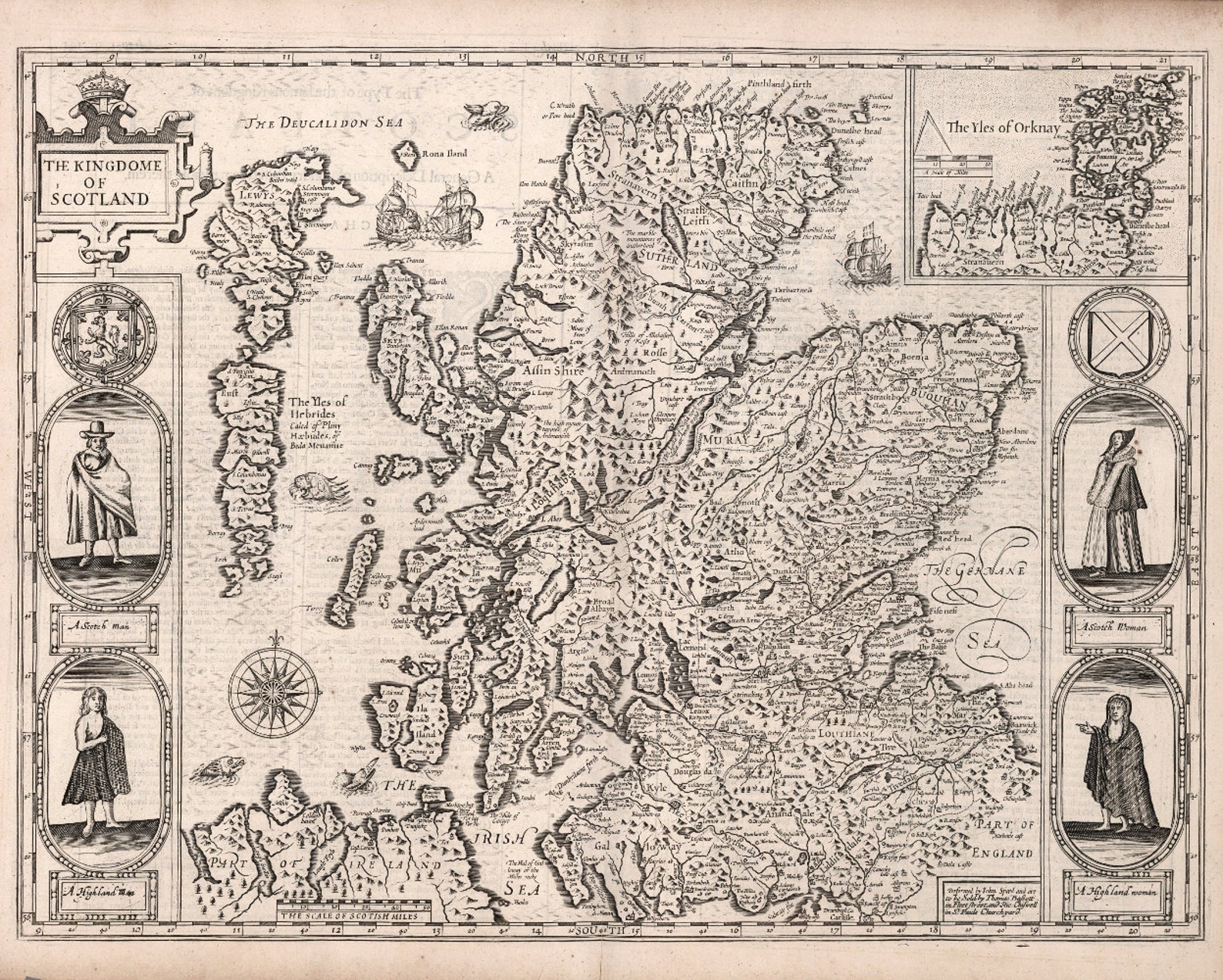 Antique Map of Scotland 17th Century Fine Art Reproduction - Etsy