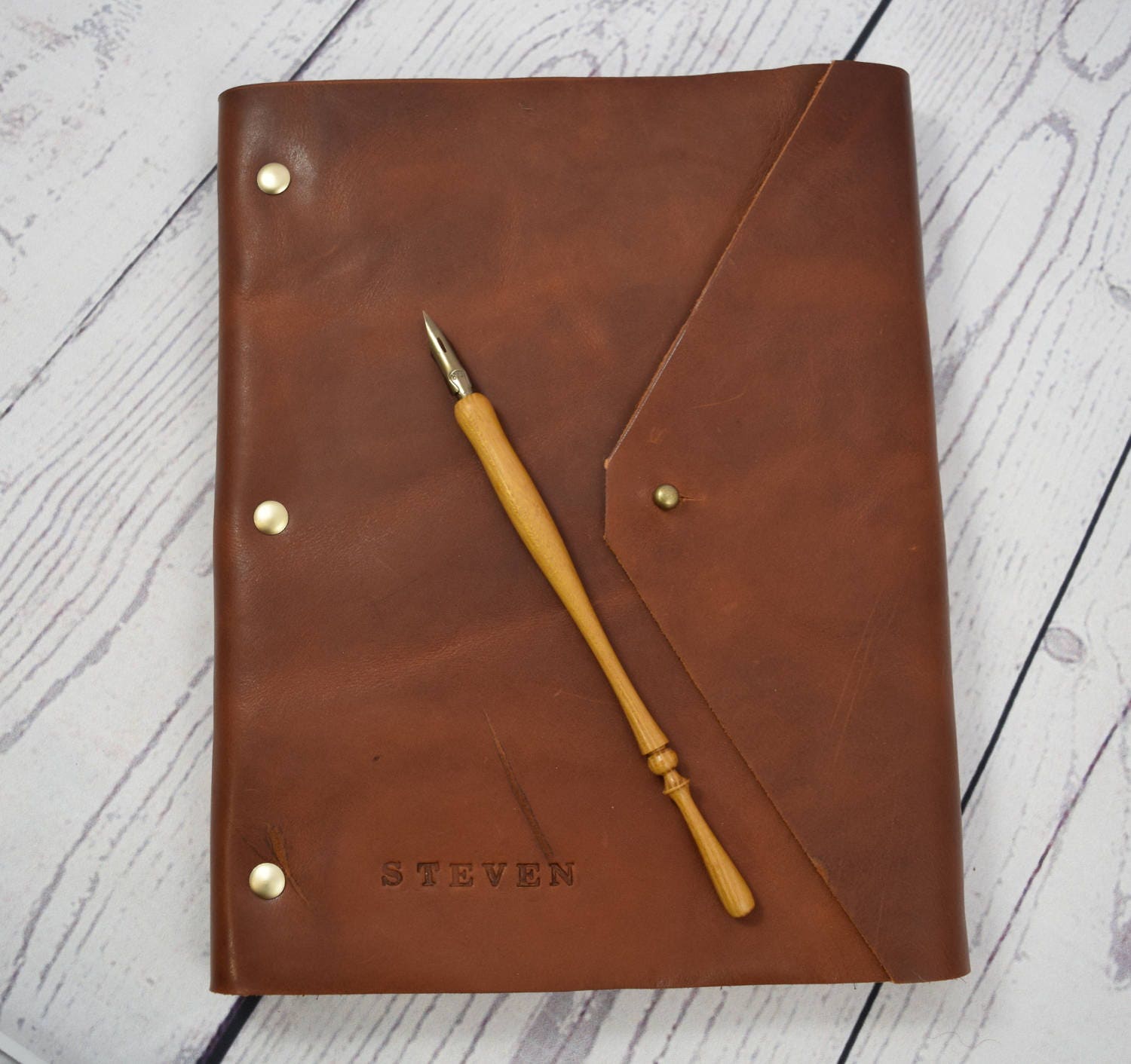 Refillable Leather Notebook for Letter-size Paper Personalized | Etsy