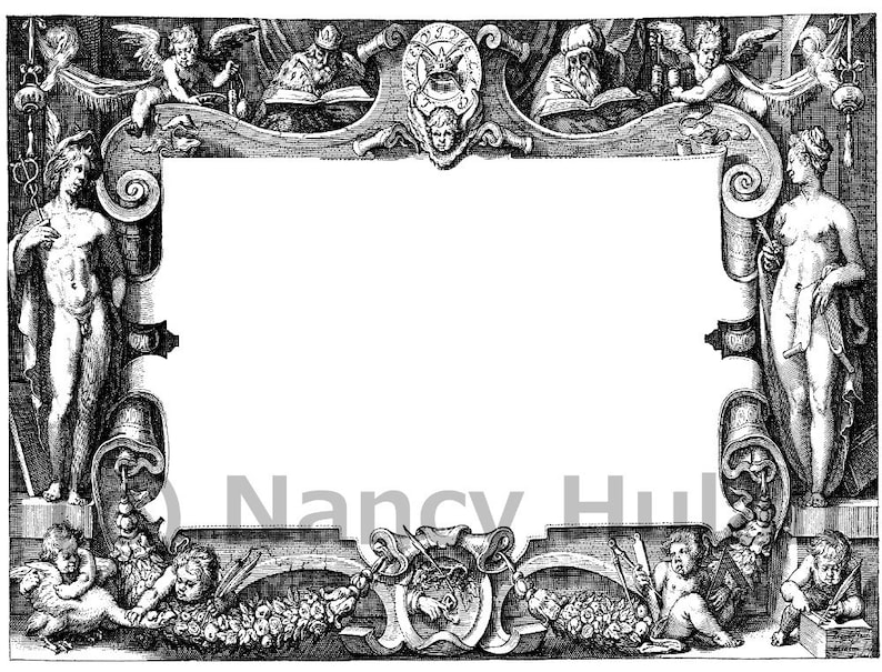 Classical Figures and Cherubs in Renaissance Border for - Etsy