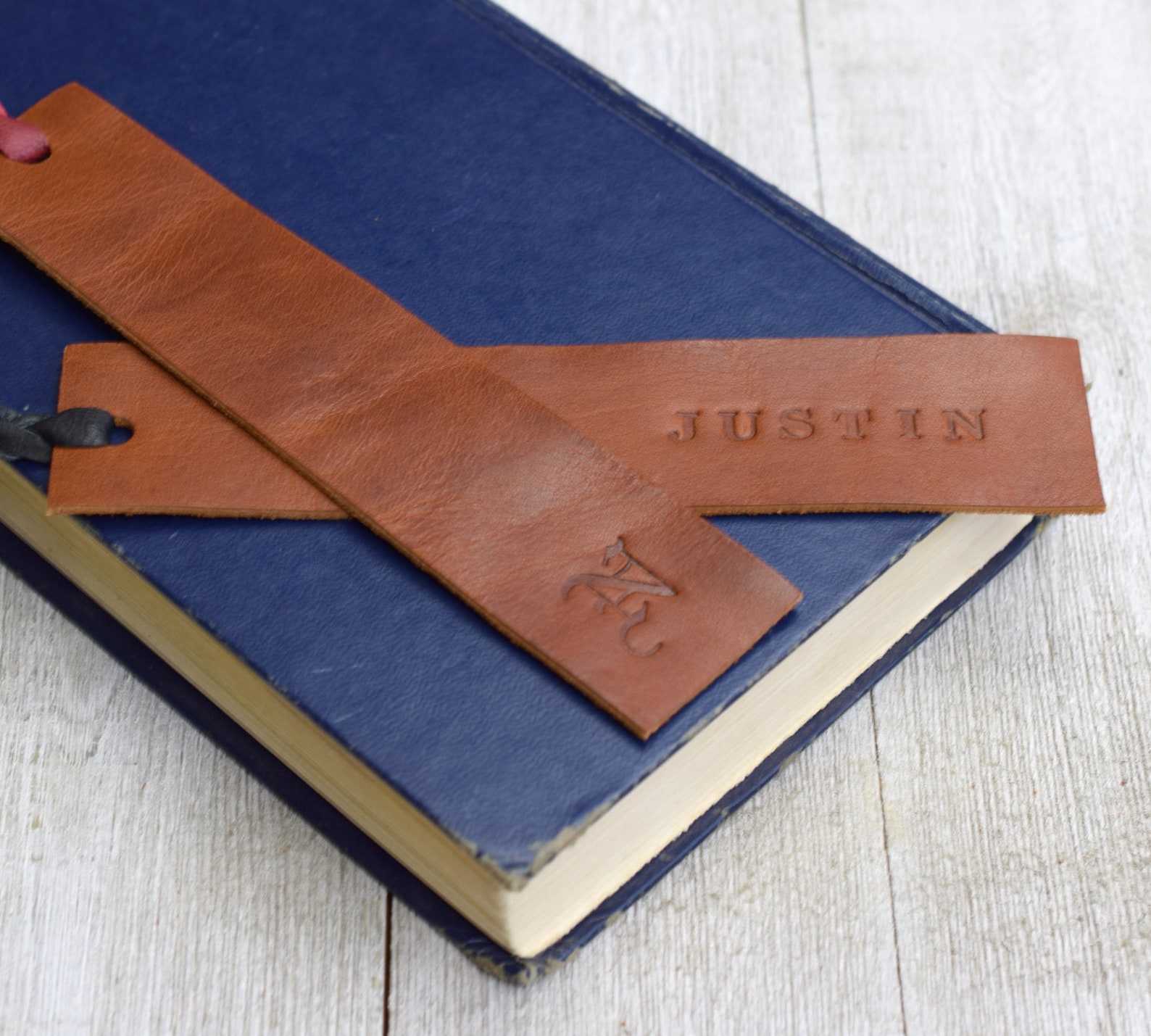 Large Personalized Leather Bookmark Embossed With Name // Gift | Etsy