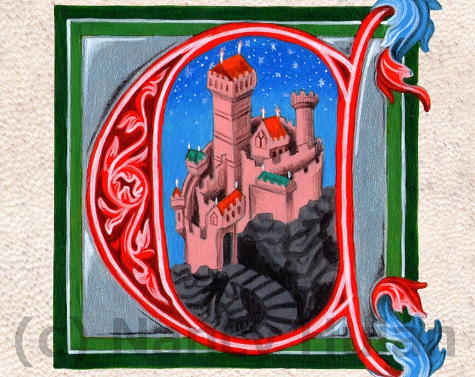 Alphabet lettre C lettrine médiévale peint C initiale | Etsy France