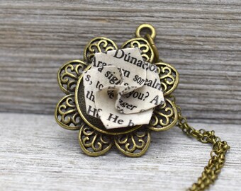 Book Page Necklace - Etsy