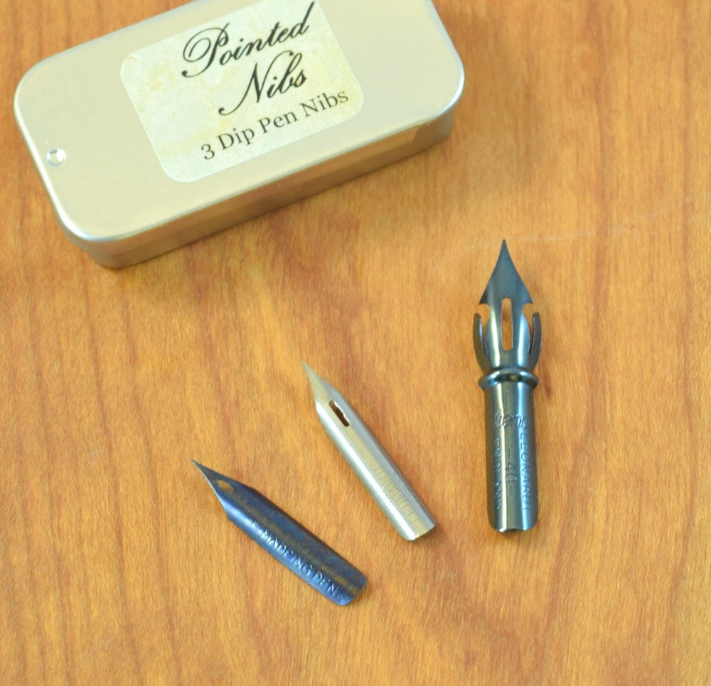 Pointed Calligraphy Nibs for Dip Pens and Holders Set of 3 | Etsy