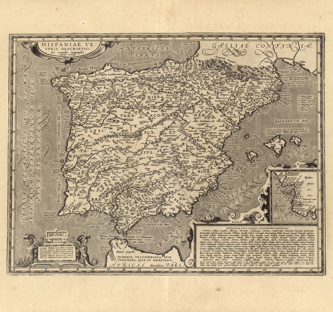 Historical Map of Spain, 16th Century, Fine Art Reproduction MP036 - Etsy