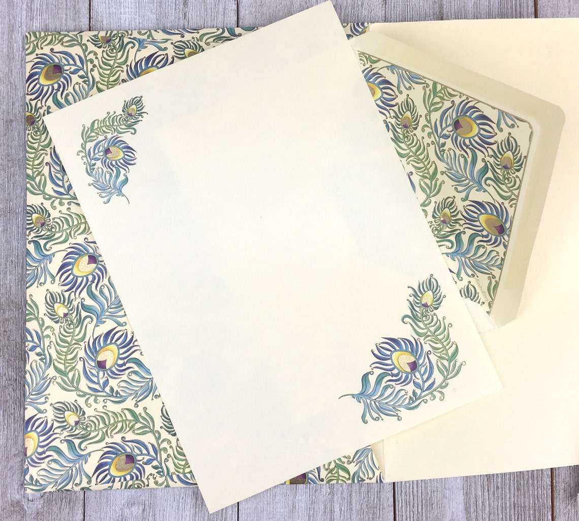 Art Nouveau Peacock Stationery Sheets and Envelopes Kartos Peacock ...