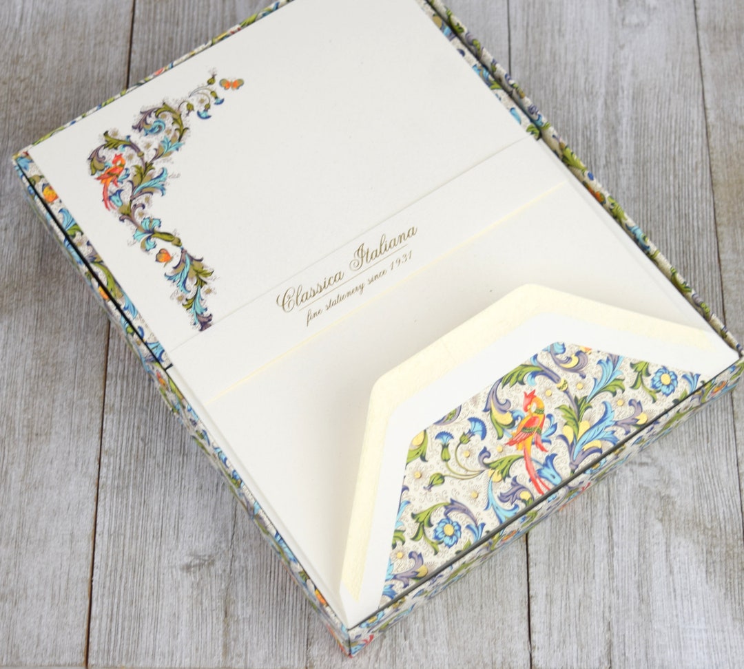 Italian Stationery Set With Envelopes Bird Design Rossi Sheets - Etsy