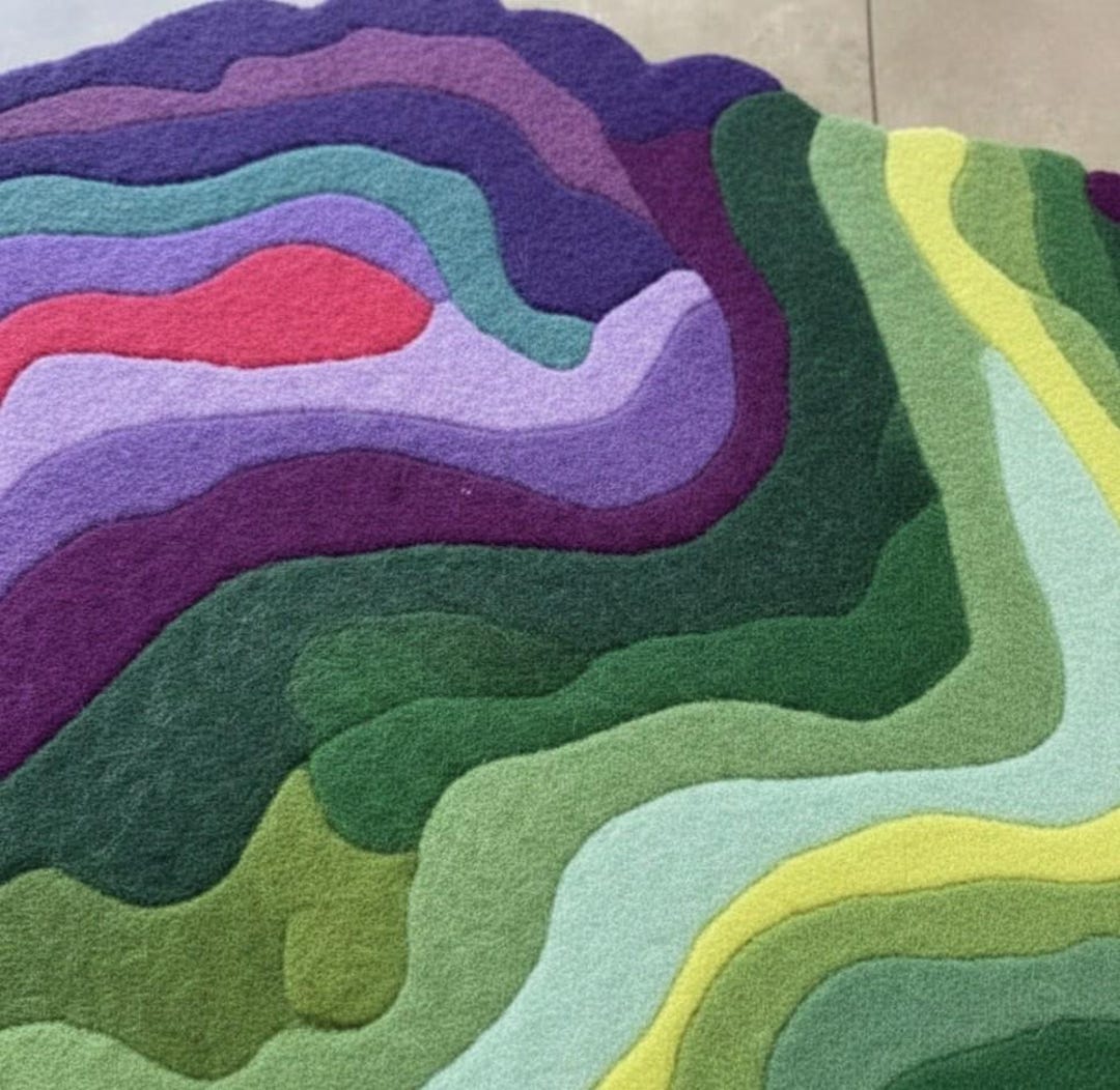 Abstract Organic Rug, Topographic Map Rug, Modern Hand-tufted Wool ...