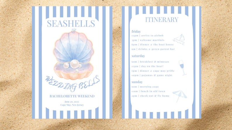 Seashells and Wedding Bells Bachelorette Template | Cape May NJ ...