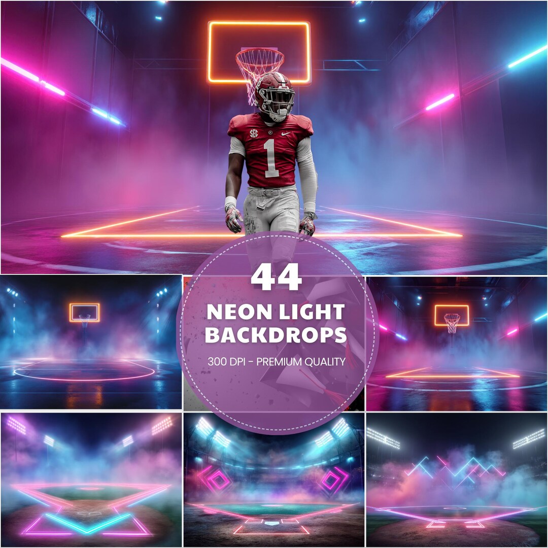 44 Sports Neon Light Backdrops – Stadium Fog and Field Light Overlays ...