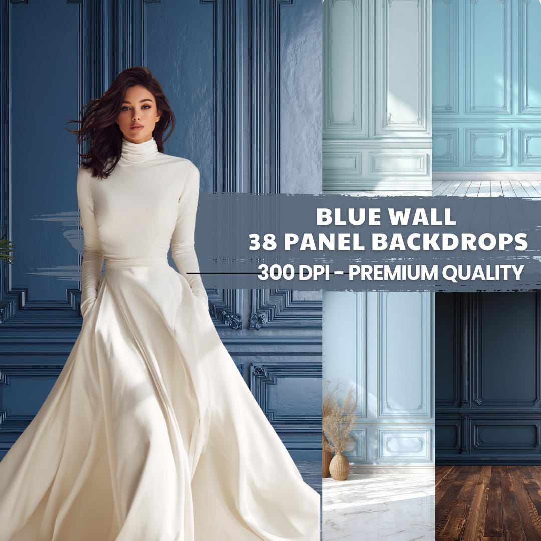 Blue Panel Wall Digital Backdrops: Photography & Portrait Overlays (38 ...