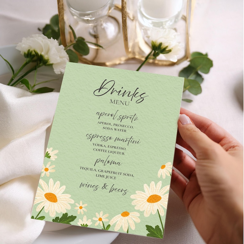Printable Wedding Cocktail Menu | Signature Drinks Personalized Boho ...