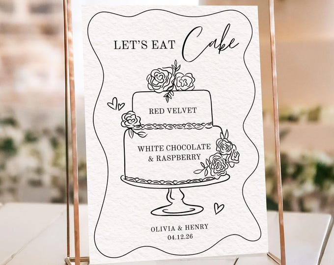 Editable Cake Flavor Sign, Printable Cake Menu Template, 8x10" Wedding ...