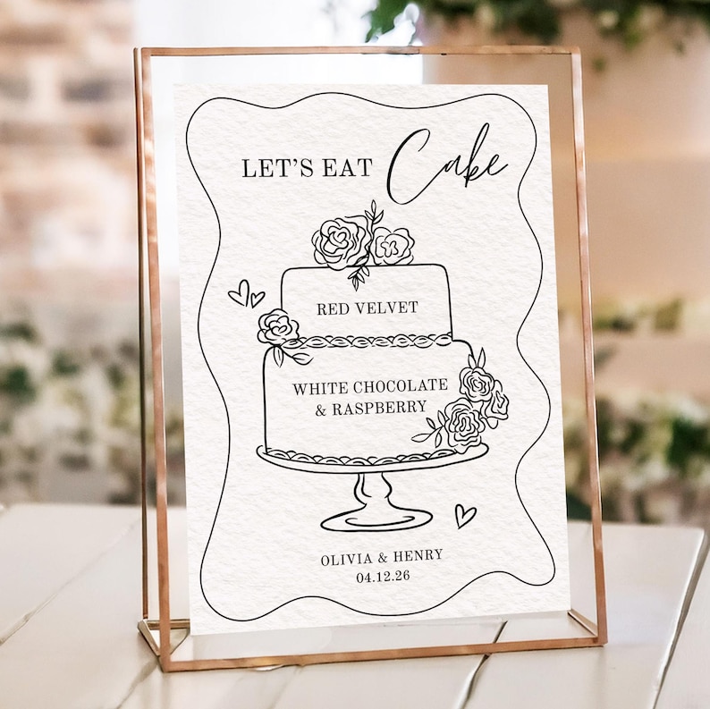 Wedding Cake Menu Template 2 Tier | Editable Printable Cake Flavor Sign ...