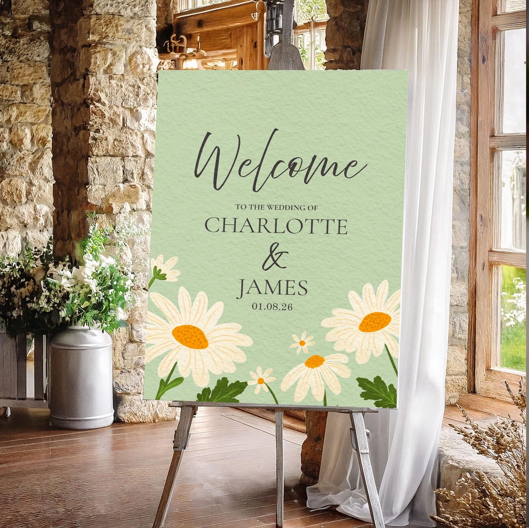 WEDDING WELCOME SIGN | Printable Welcome Board Template | Hand-drawn ...