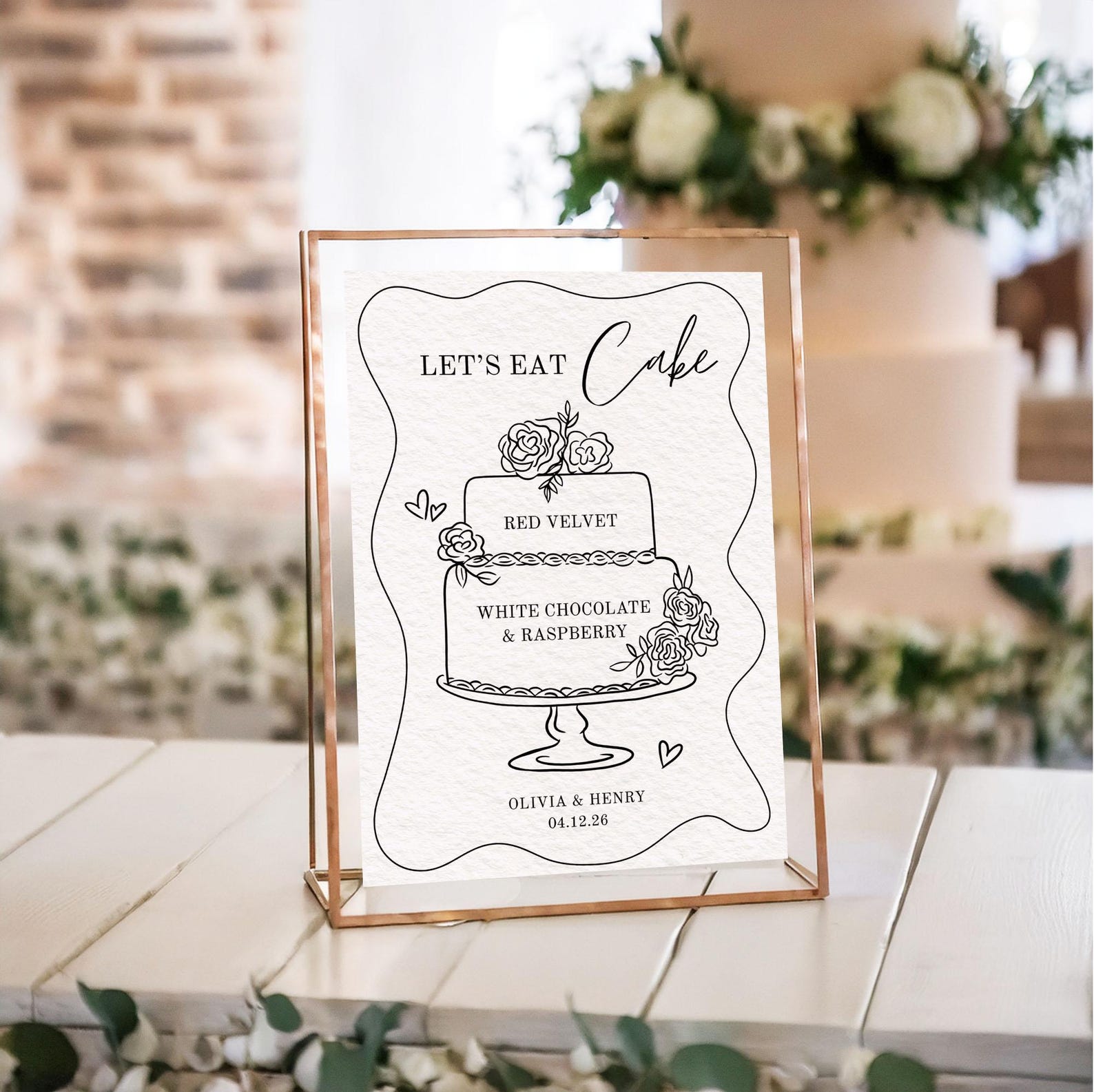 Wedding Cake Menu Template 2 Tier | Editable Printable Cake Flavor Sign ...