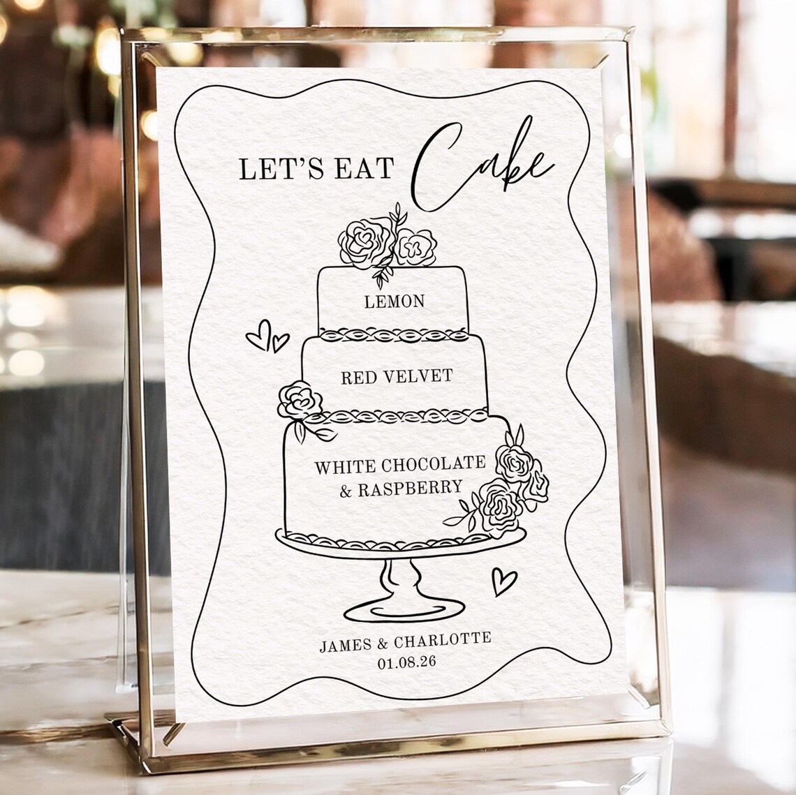 Wedding Cake Menu Template | Wedding Cake Sign & Dessert Menu | Wedding ...