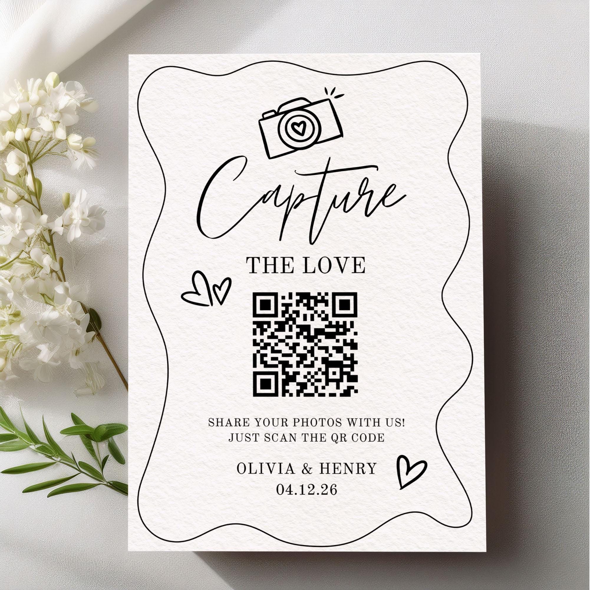 Photo QR Code Sign for Weddings | Printable Guest Wedding Photo Upload ...
