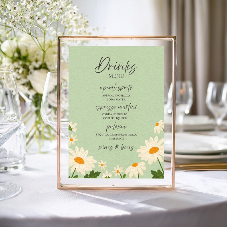 Printable Wedding Cocktail Menu | Signature Drinks Personalized Boho ...