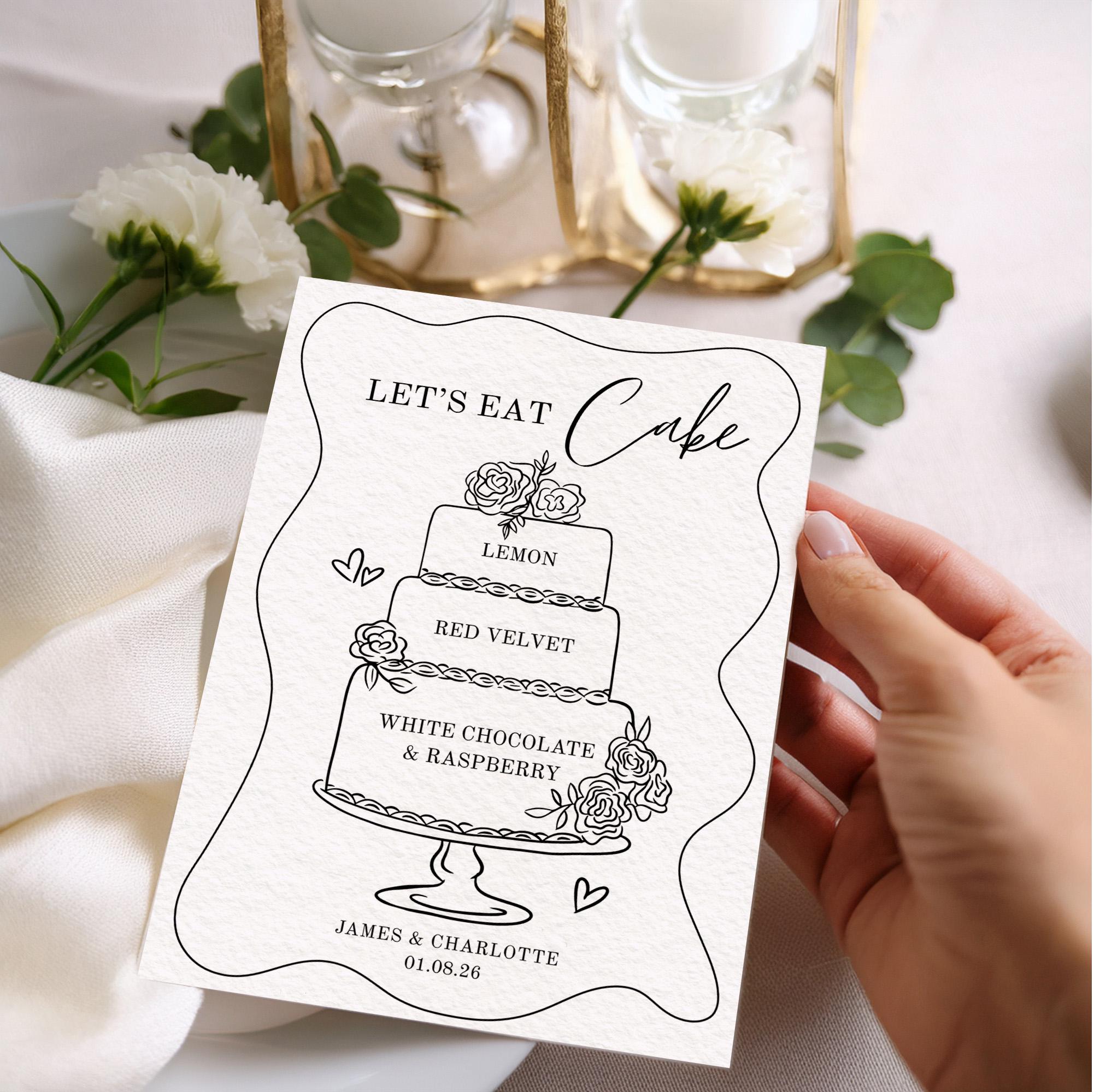Wedding Cake Menu Template | Wedding Cake Sign & Dessert Menu | Wedding ...