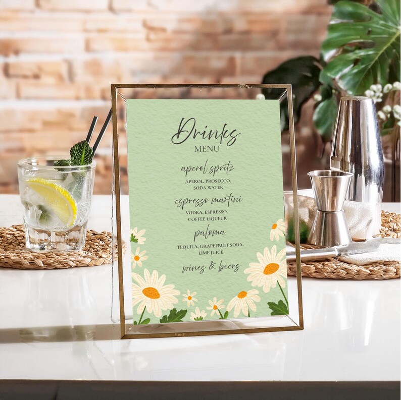 Printable Wedding Cocktail Menu | Signature Drinks Personalized Boho ...