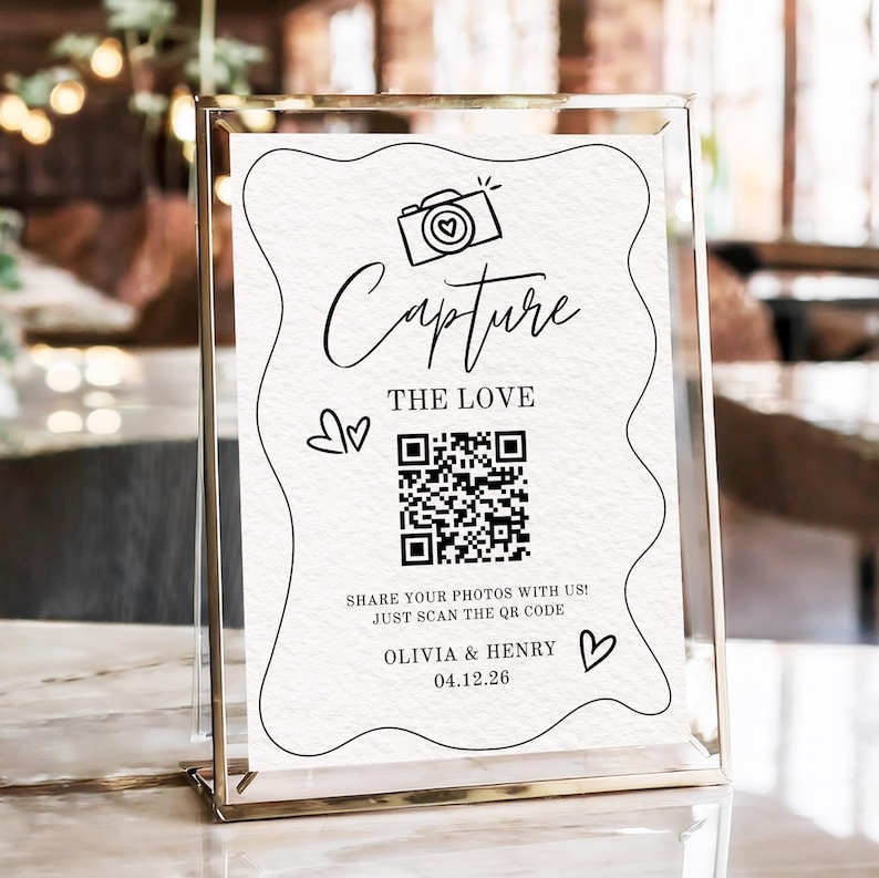 Photo QR Code Sign for Weddings | Printable Guest Wedding Photo Upload ...