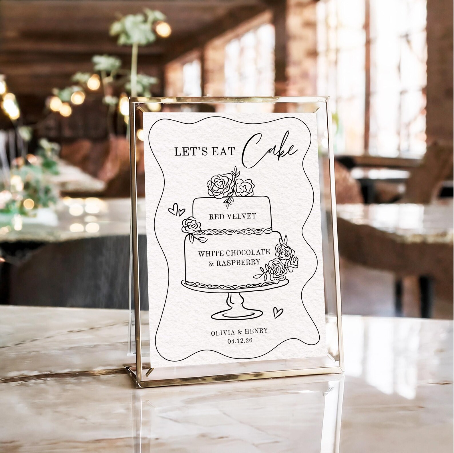 Wedding Cake Menu Template 2 Tier | Editable Printable Cake Flavor Sign ...