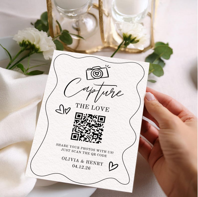 Photo QR Code Sign for Weddings | Printable Guest Wedding Photo Upload ...