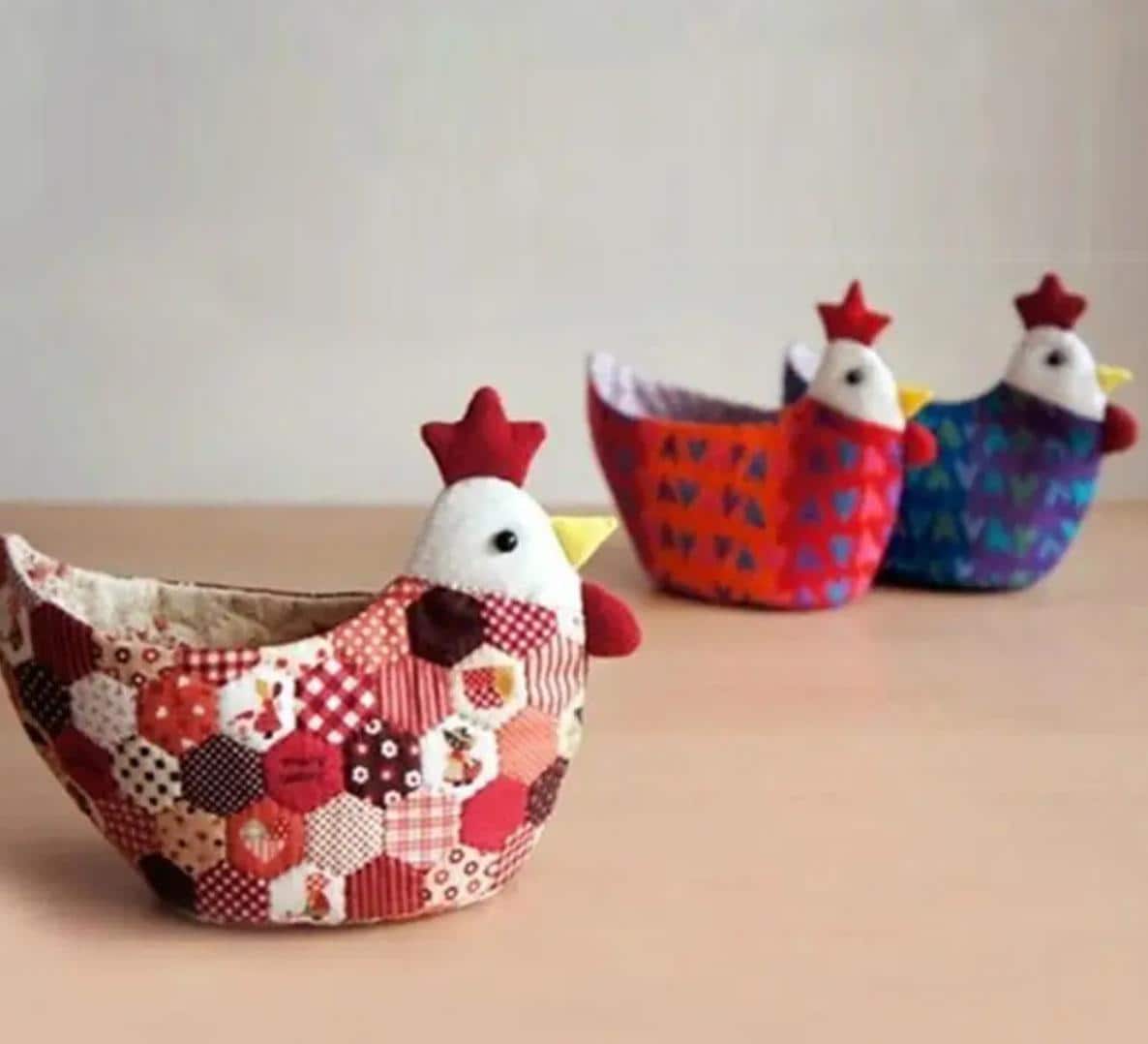 Rooster Egg Basket Sewing Pattern PDF, Chicken Shape Fabric Basket ...