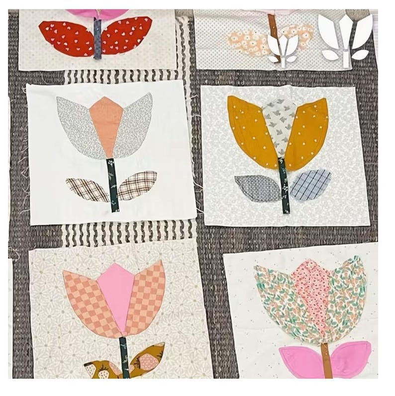 Quilt Block Pattern PDF - Instant Download, Modern Tulip Pattern , 2 ...