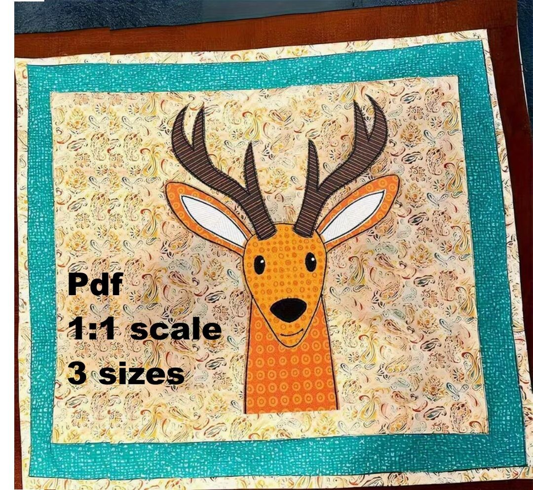 Deer Quilt Block Pattern Template, Deer Quilt Pattern Instant Download ...