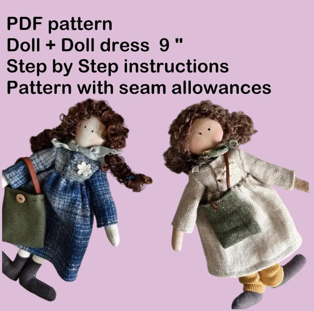 Doll Sewing Pattern PDF, Easy Doll Pattern 9", Fabric Doll Pattern ...