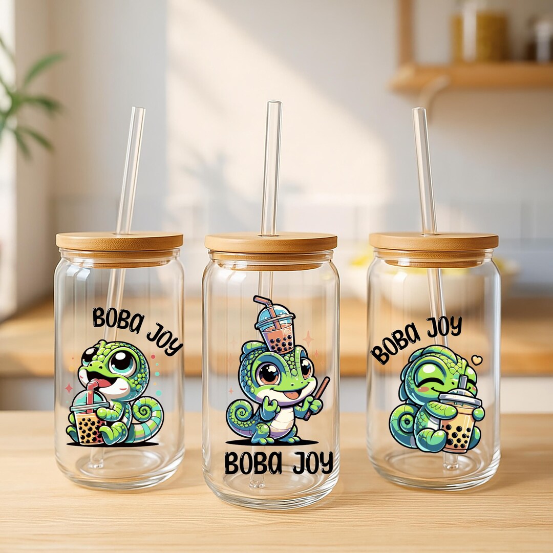 Cute Boba Tea Sipper Glass, Fun Summer Ice Tea Mug, Eco-friendly ...