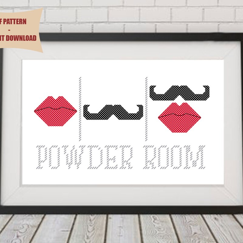 Mustache Bathroom - Etsy