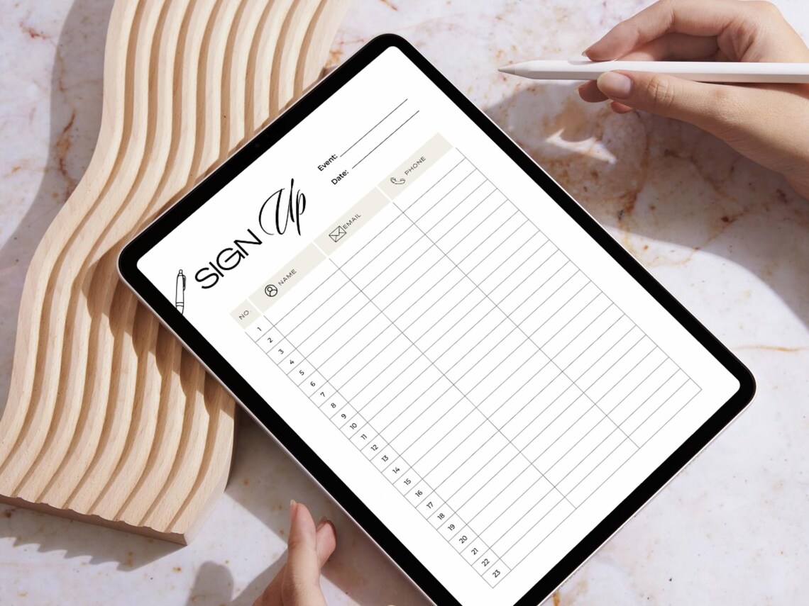 Printable Sign up Sheet: Event Attendance, Volunteer List (digital ...