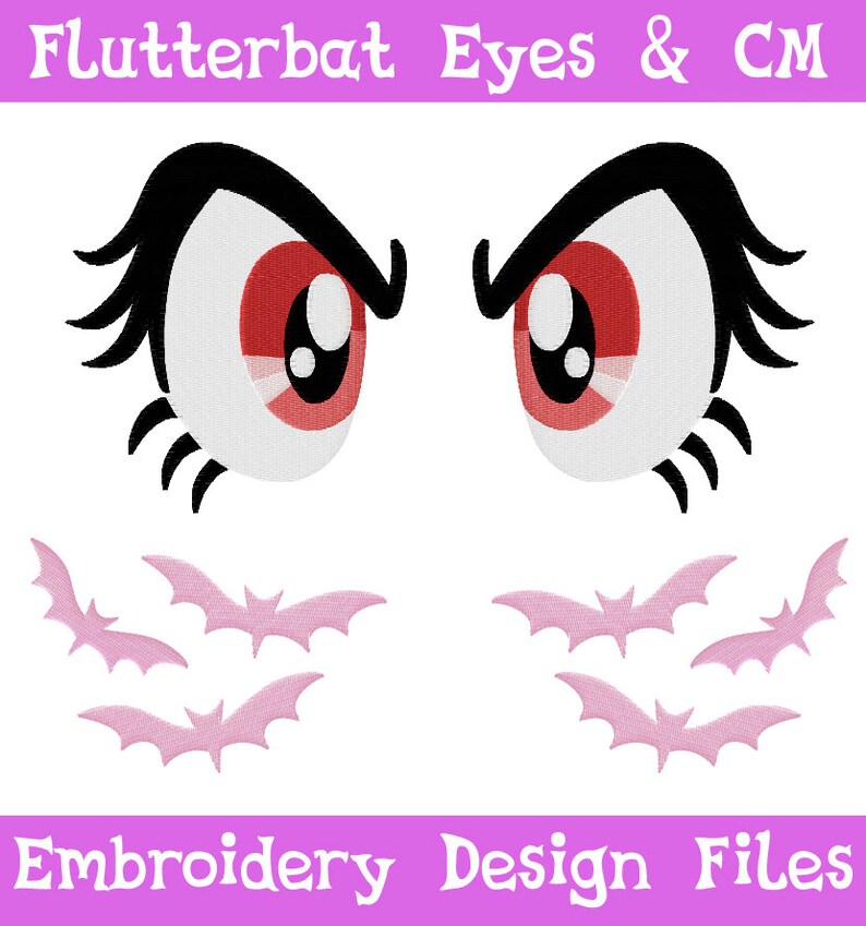 PES & JEF FILES: Flutterbat Eyes and Cutie Mark Set - Etsy