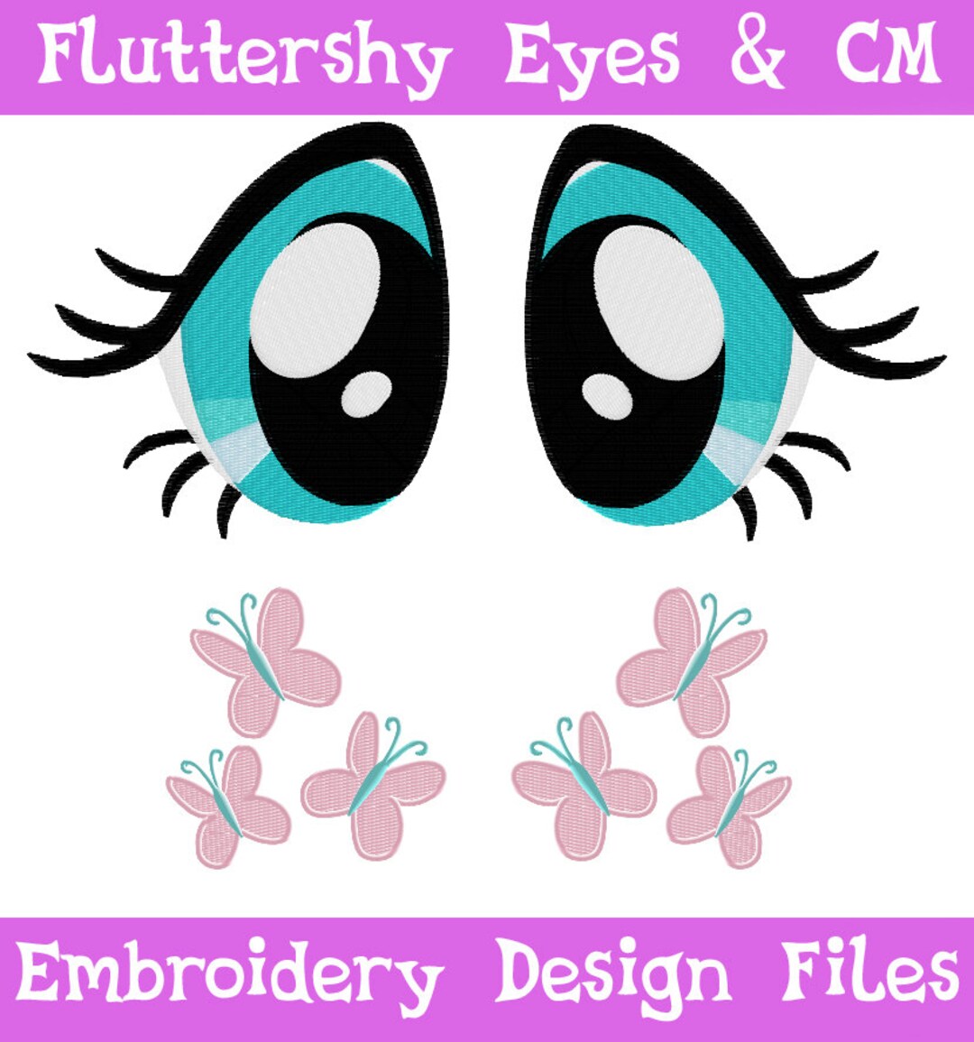 PES FILES: Fluttershy Eyes & Cutie Mark Machine Embroidery Design ...