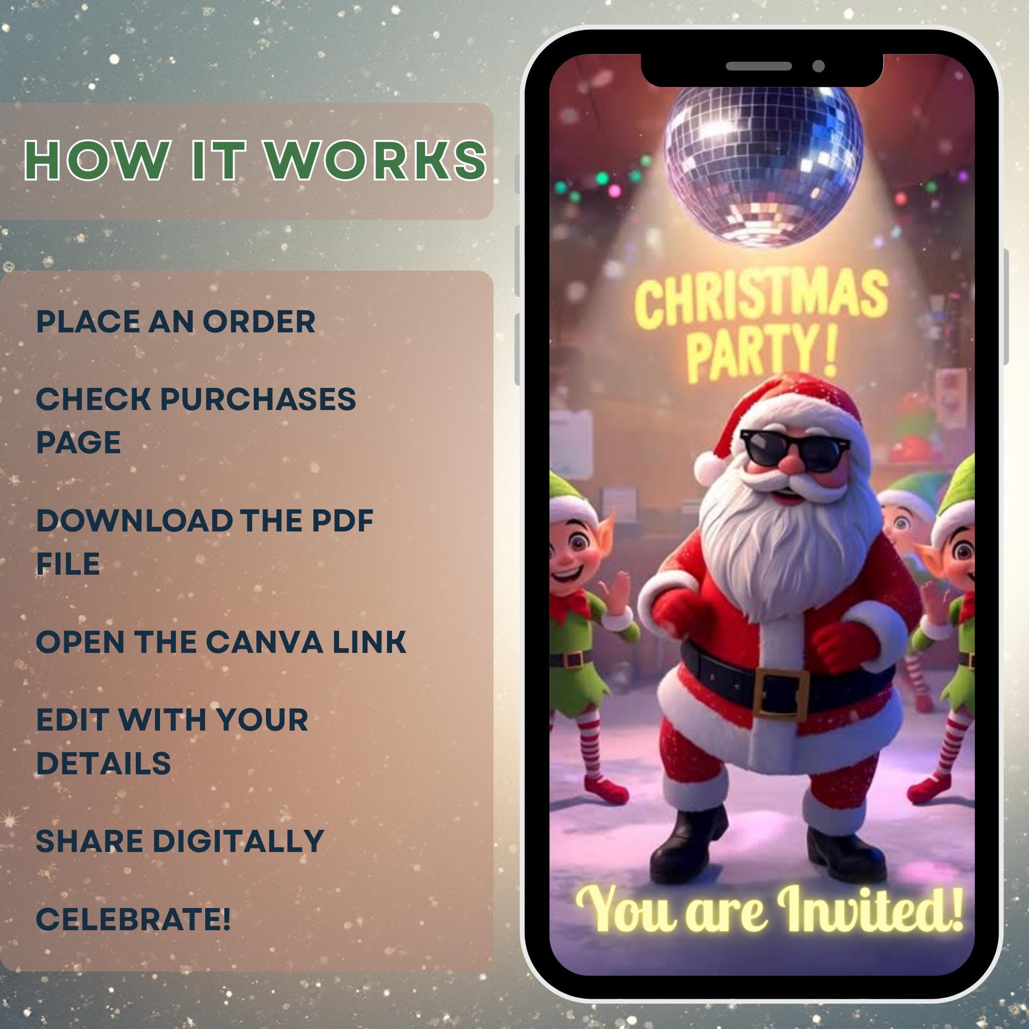 Christmas Disco Party Video Invitation: Santa & Elves (digital Download ...