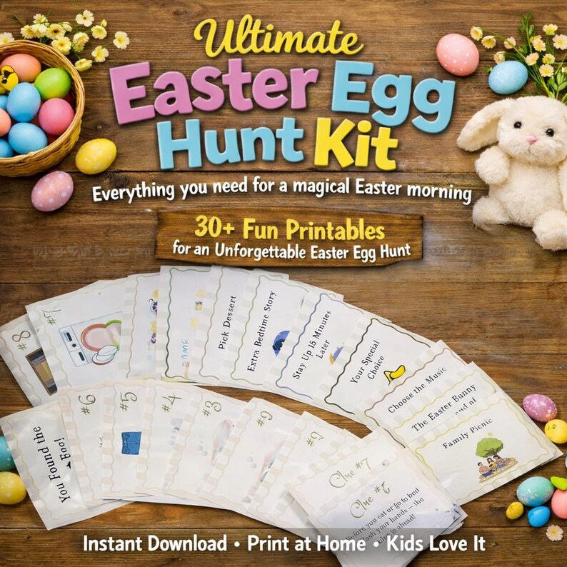 Printable Easter Egg Hunt Kit, Clue Cards, Bunny Letter (instant ...
