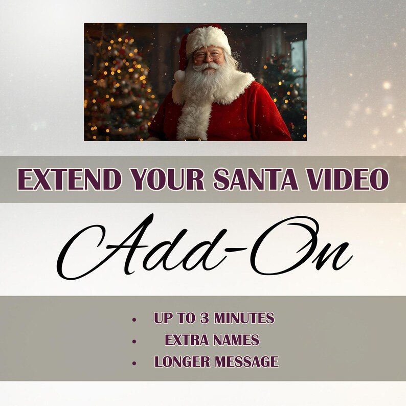Santa Video Extension | Personalized Message Upgrade (digital Add-on ...