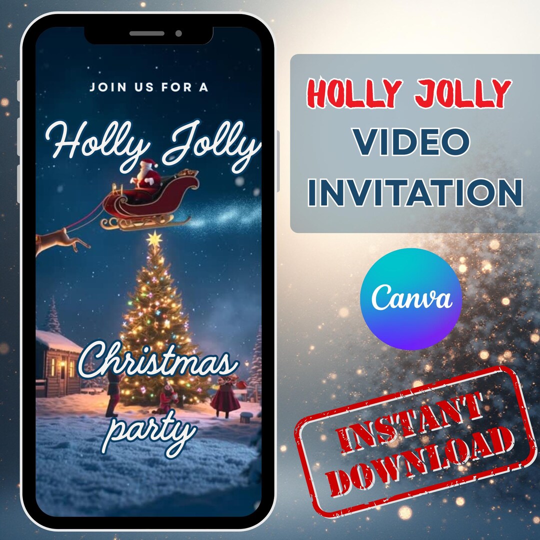 Animated Christmas Party Video Invitation | Editable Digital Template ...