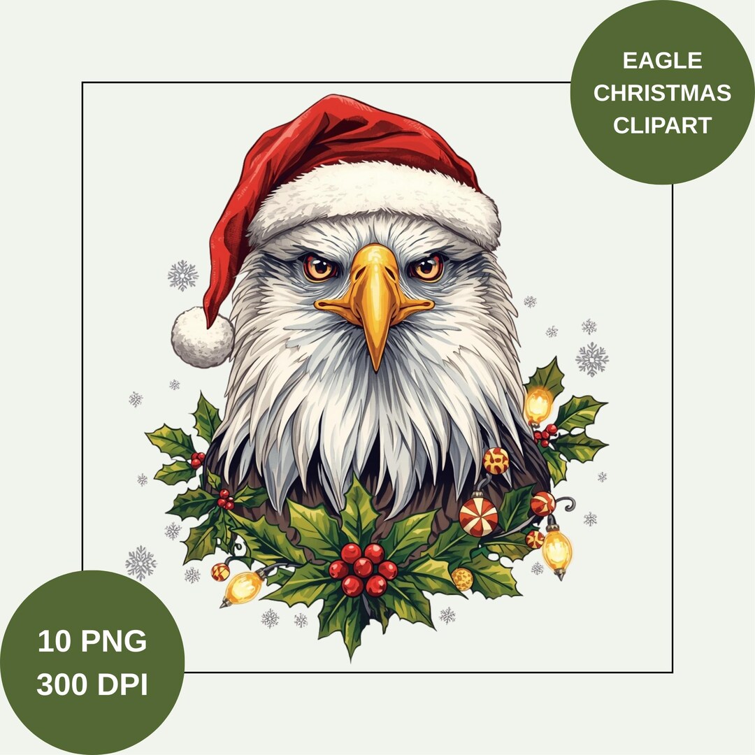 Christmas Eagle Clipart PNG Bundle: Holiday T-shirt & Mug Designs ...