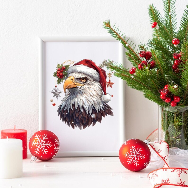 Christmas Eagle Clipart PNG Bundle: Holiday T-shirt & Mug Designs ...