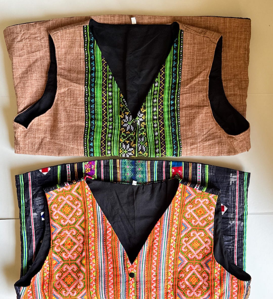 Handmade Hmong Embroidered Men’s Vest: Ethnic Tribal Clothing, Medium ...