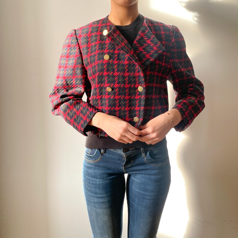Vintage 80s Jackie-o Jacket Blazer Red Tartan Size Small to Medium - Etsy