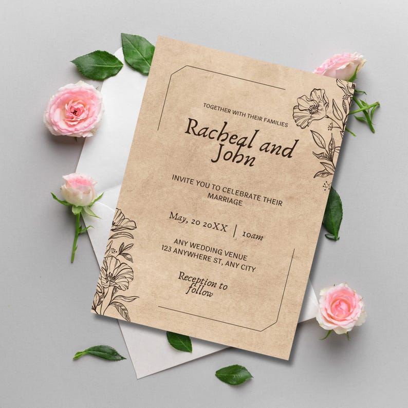 Rustic Barn Wedding Invitation Template – Country Farmhouse Style ...
