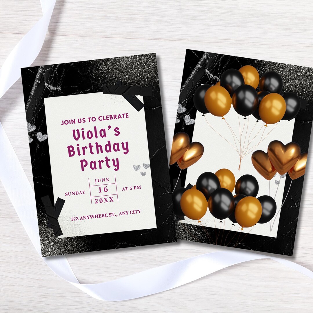 Glamour Birthday Party Invitations, Glam Party Invites, Luxurious ...