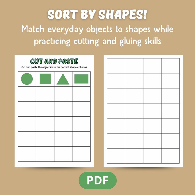 Cut and Paste Shapes Activity for Preschool – Printable Sorting Game ...