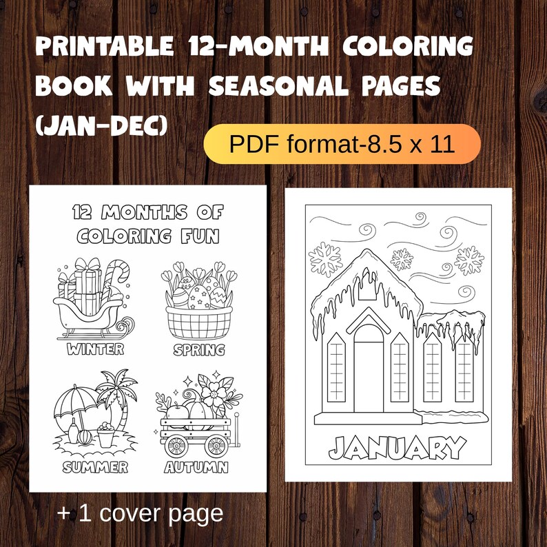 12 Months of Coloring Fun – Printable Coloring Book for Kids | Seasonal ...