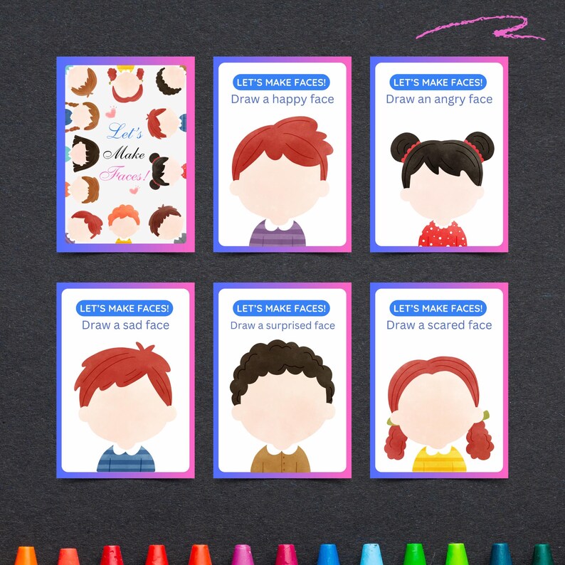Emotions Drawing Cards | Printable Emotion Faces for Kids | Feelings ...
